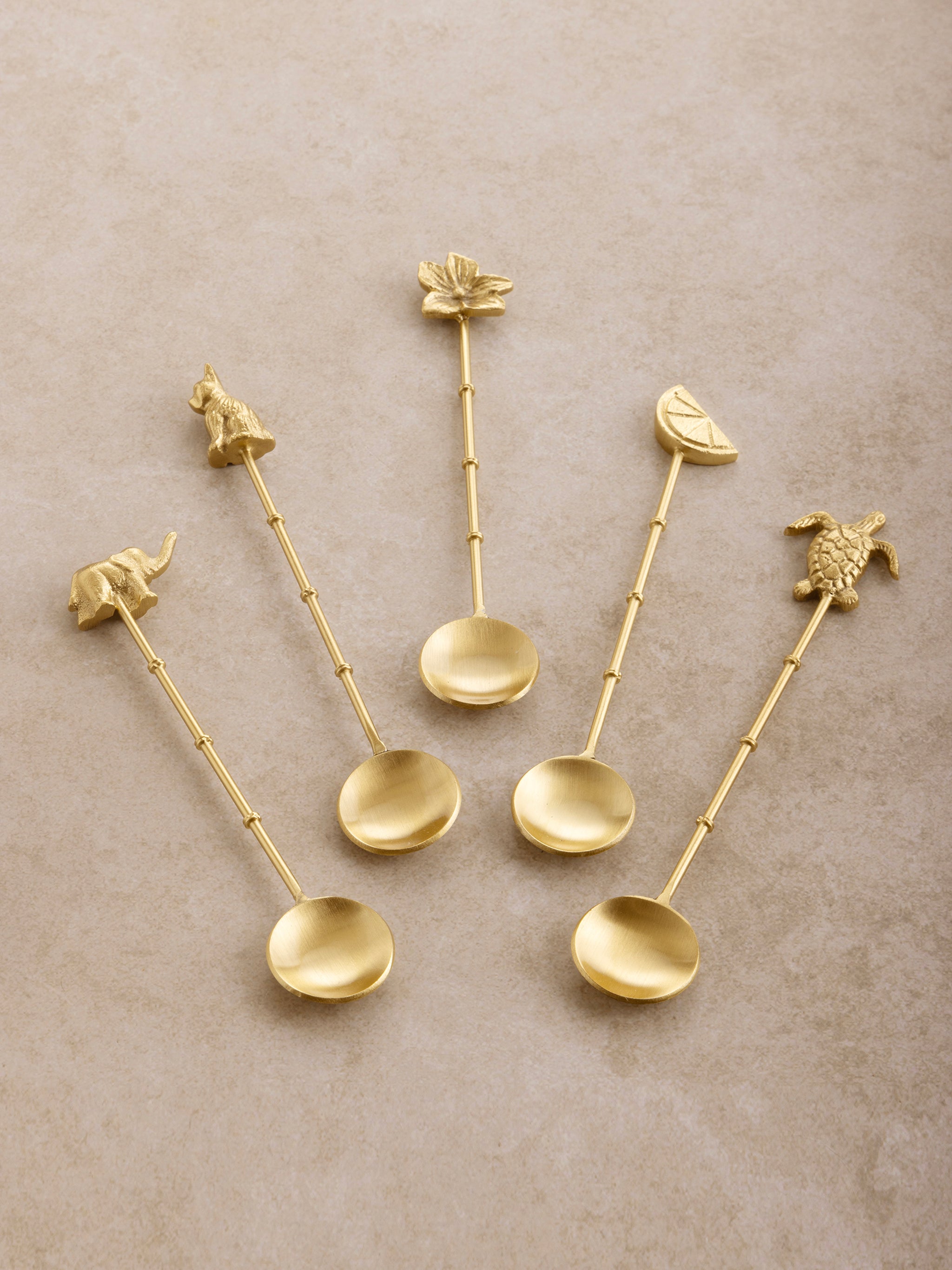 Amaelia Teaspoons Set of 5 — Brushed Gold Finish